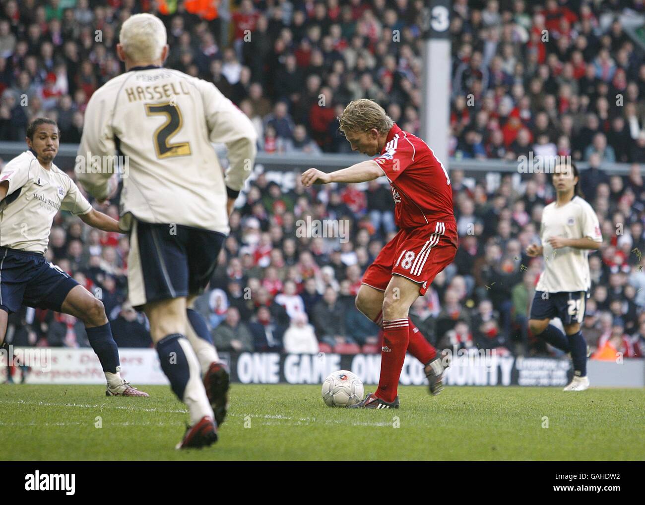 Liverpools dirk kuyt the first goal past the barnsley defence hi-res ...