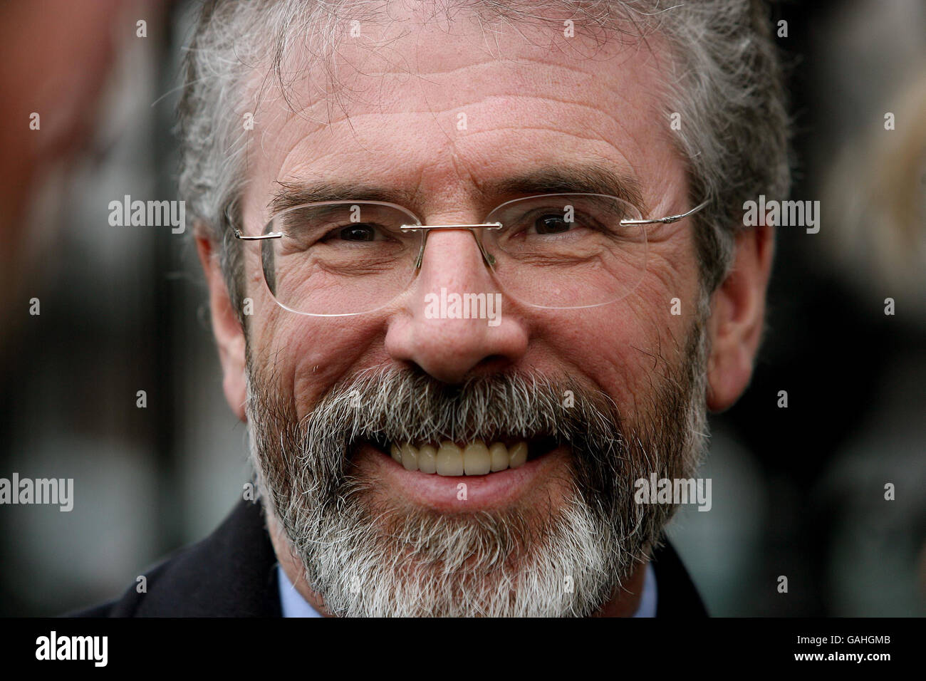 Sinn Fein leader Gerry Adams outside Leinster House in central Dublin ...
