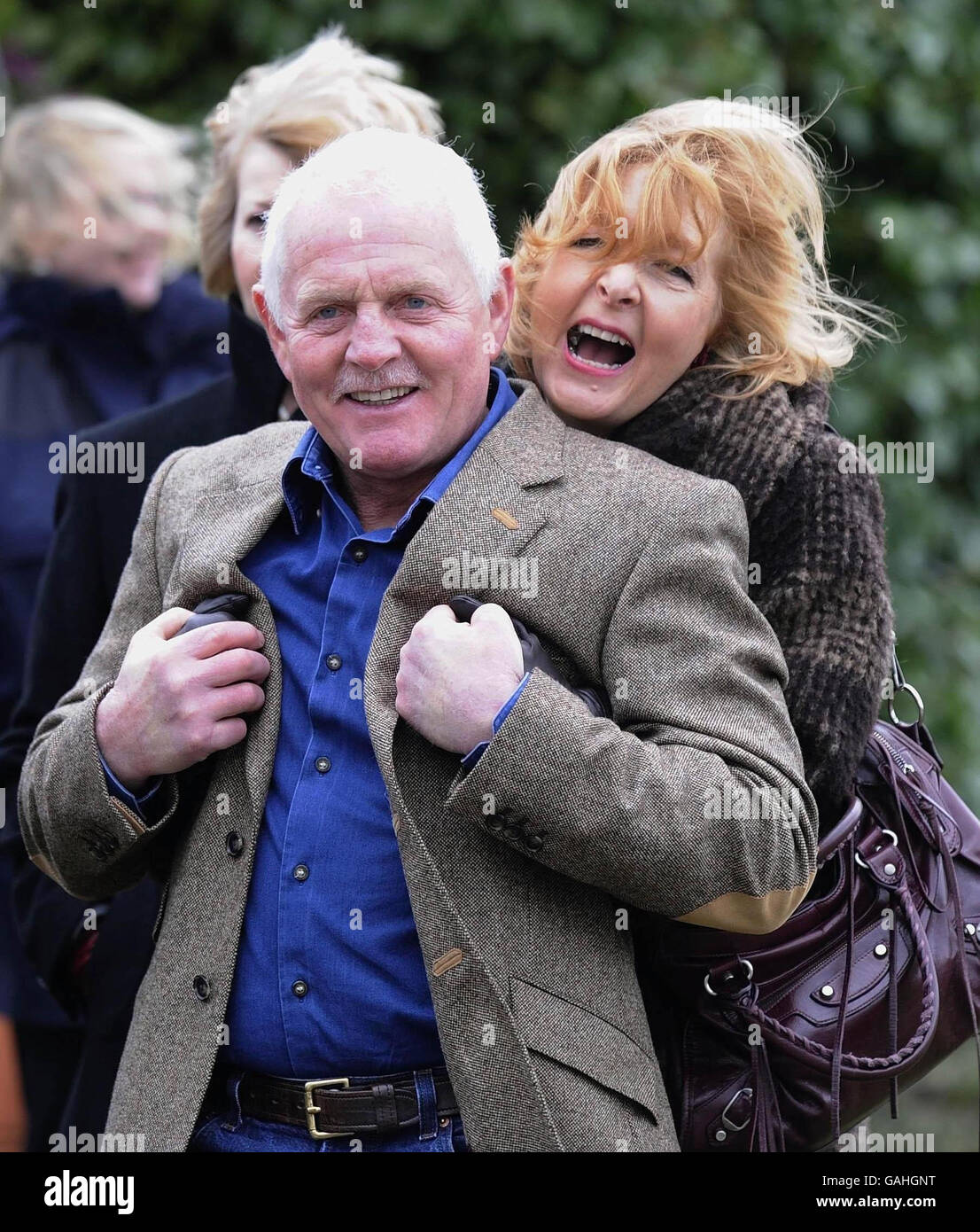 Emmerdale actors Chris Chittell (front) and Charlie Hardwick watch the ...