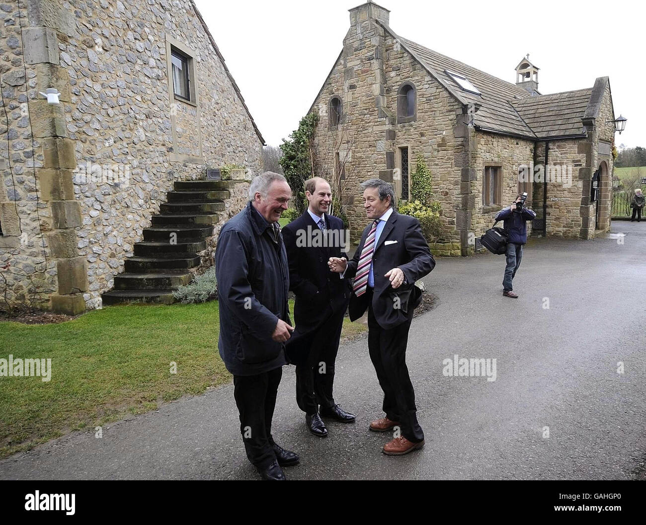 The Earl of Wessex (centre) meets actor Patrick Mower (right) & Tim Fee ...