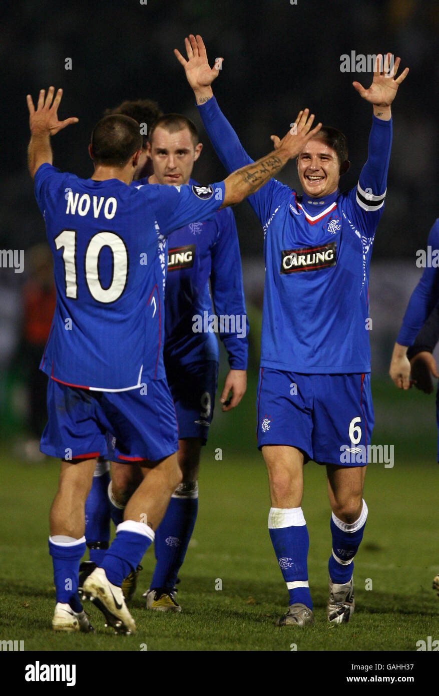 Rangers captain Barry Ferguson (right) celebrates with goal scorer ...
