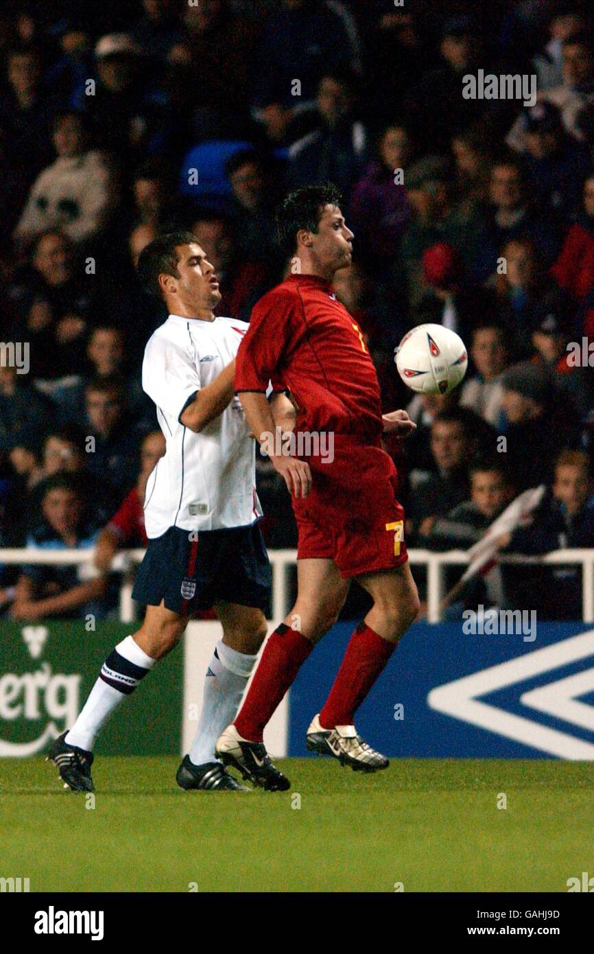 Englands joe cole blocked by macedonias danco masev hi-res stock ...