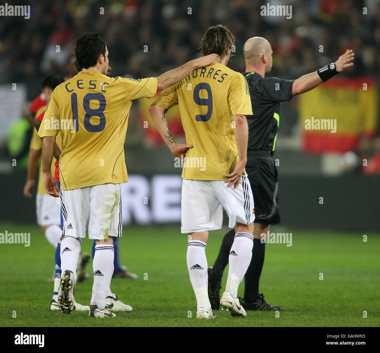 Spain's Fernando Torres goes off with a hamstring injury during the ...