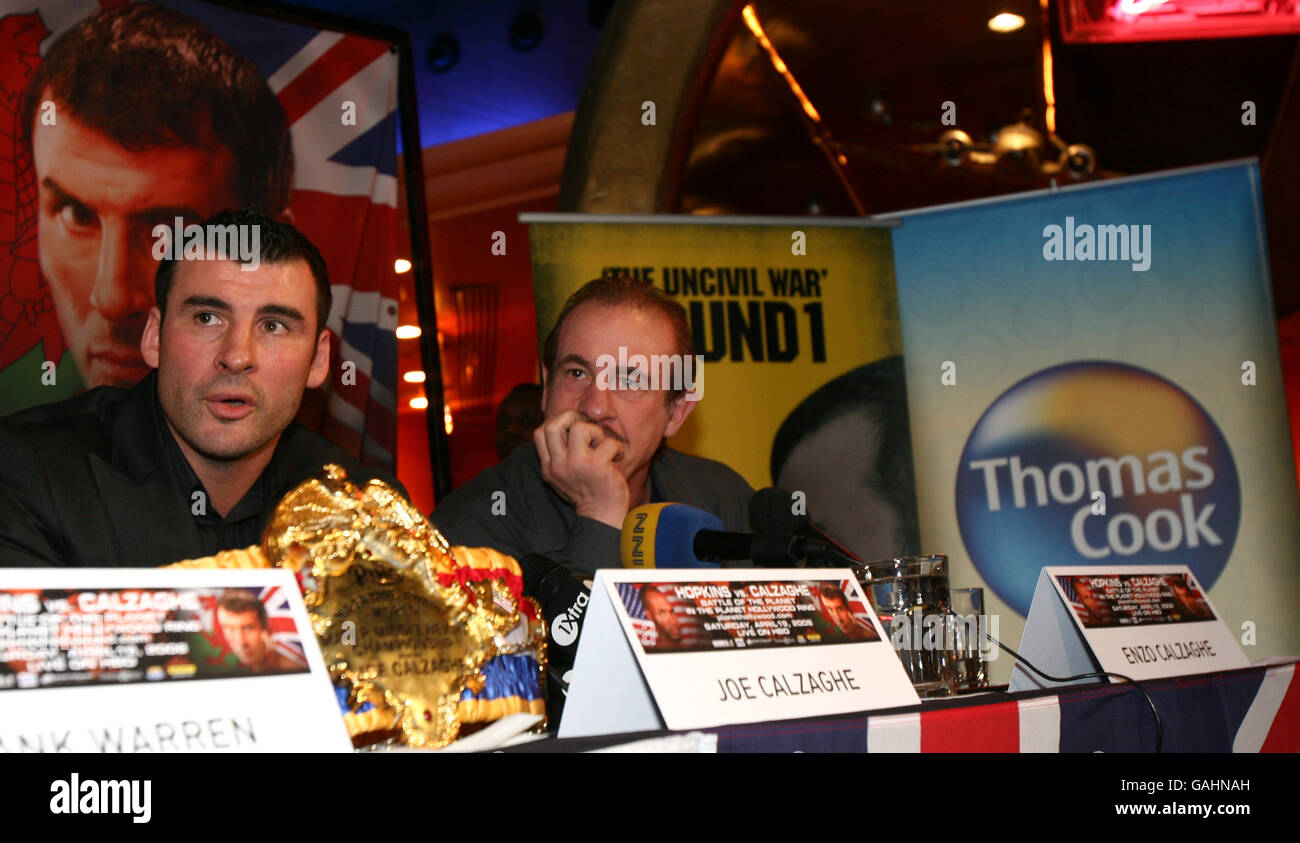 Joe Calzaghe with father and trainer Enzo Calzaghe at the press ...