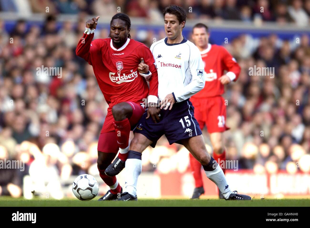 Liverpool's Salif Diao and Tottenham Hotspur's Jamie Redknapp battle ...