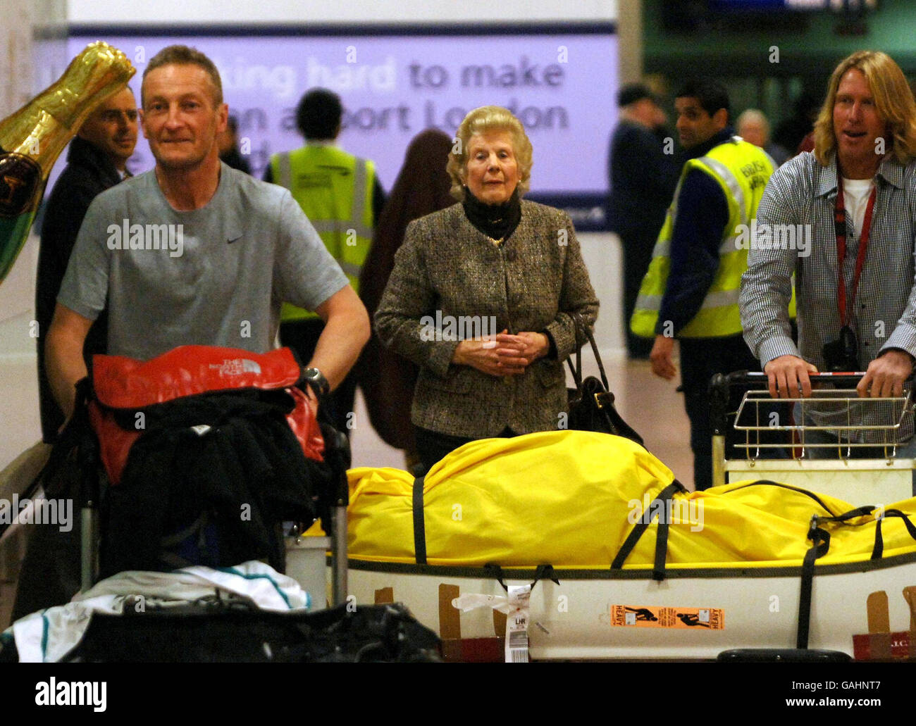 Former champion jockey Richard Dunwoody is met by his mother Gillian on ...