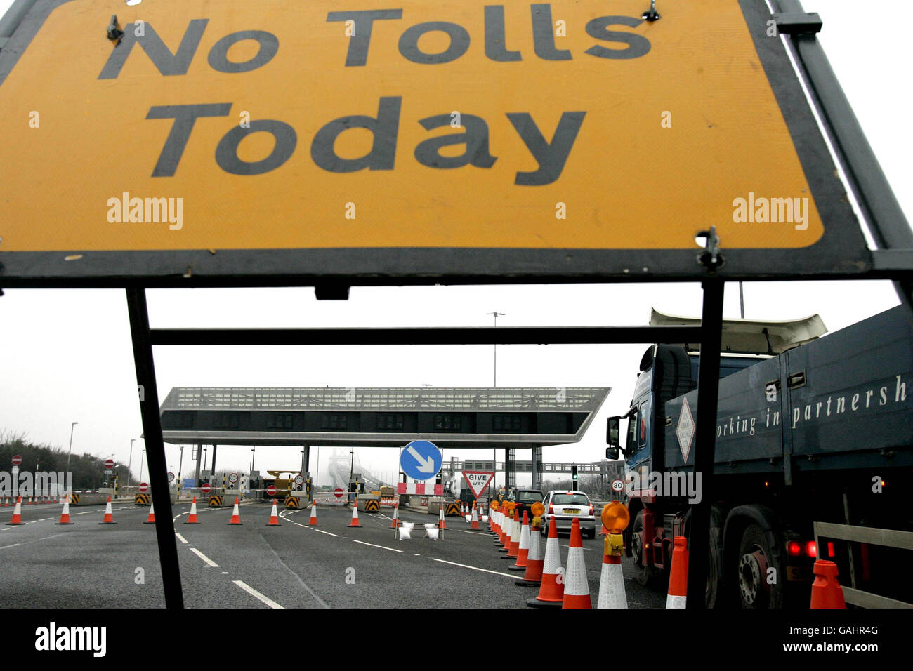 Toll bridge ends fees Stock Photo - Alamy