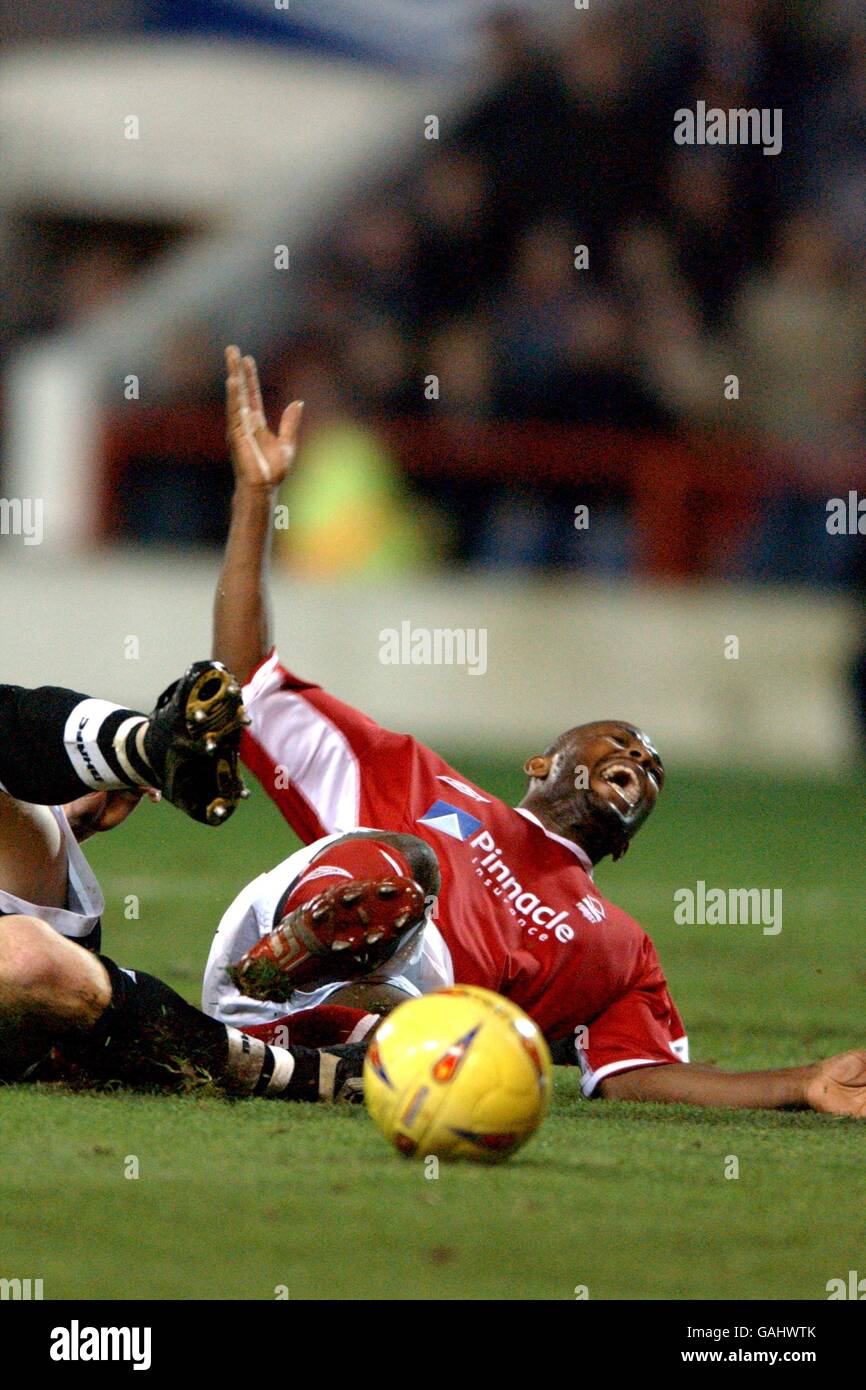 Nottingham Forest's David Johnson gets fouled against Brighton Stock ...