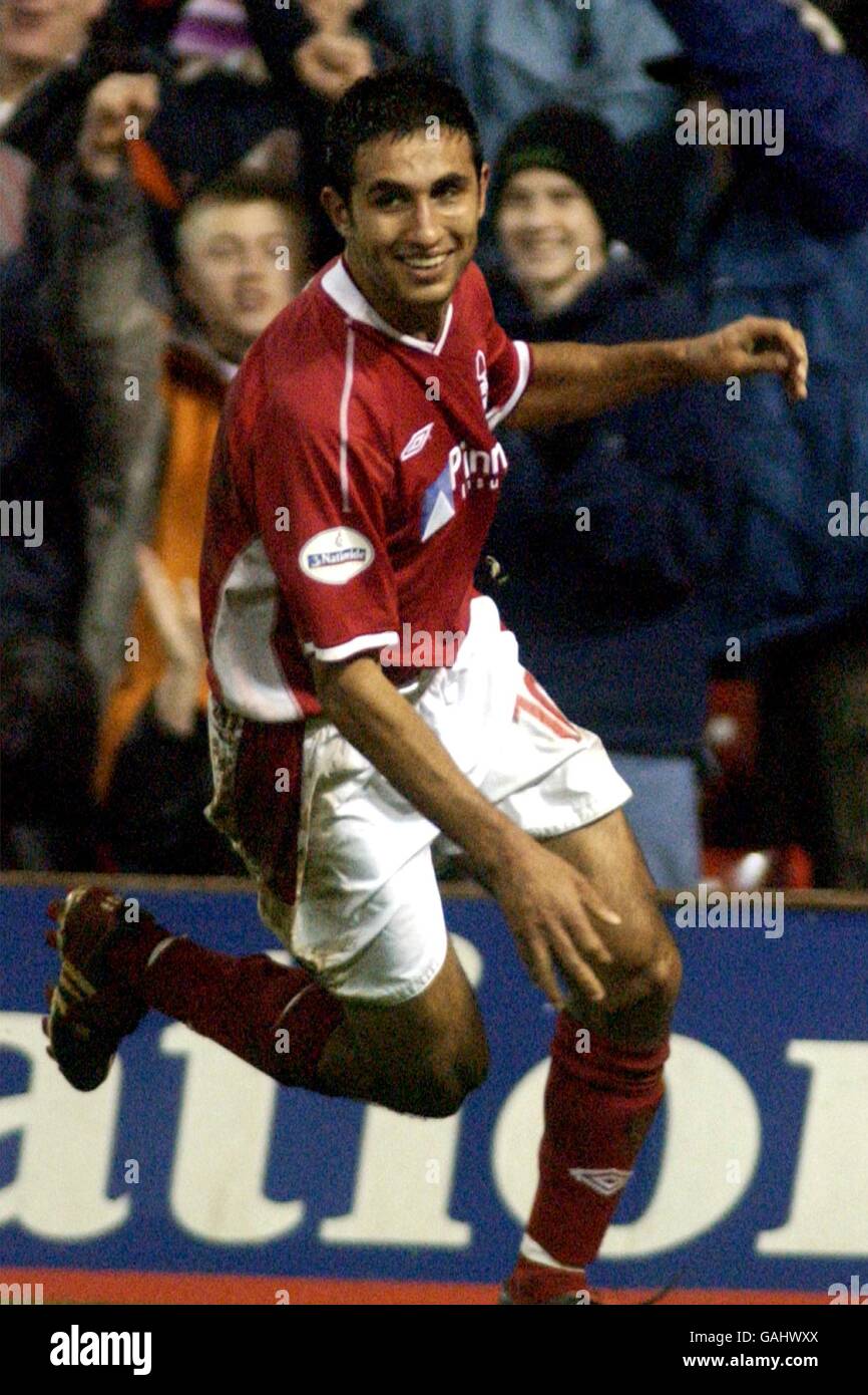 Nottingham forests jack lester celebrates scoring his hi-res stock ...