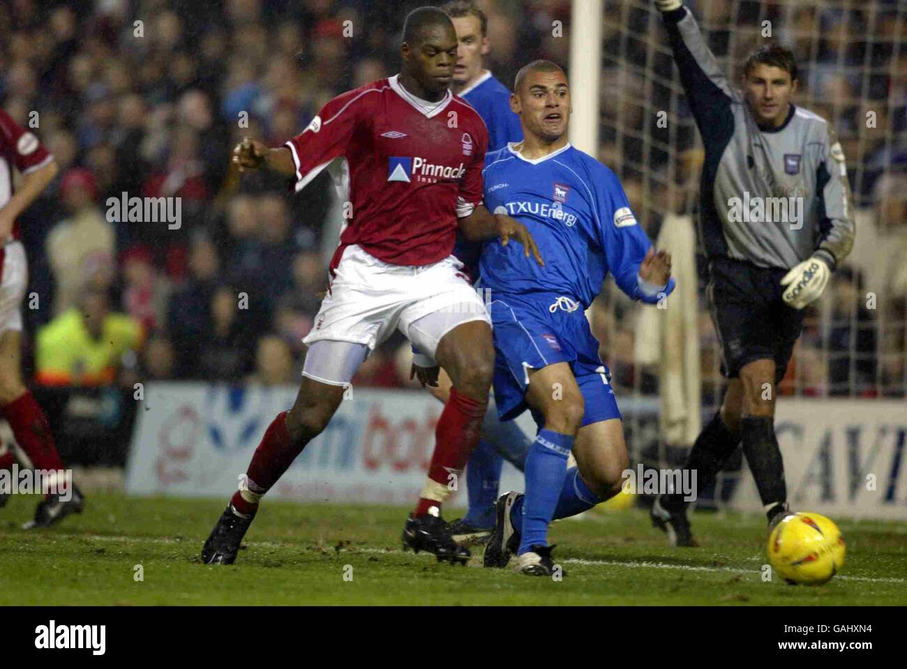 Nottingham Forest's Marlon Harewood and Ipswich Town's Jermaine Wright ...