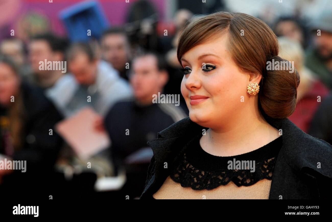 Adele adkins arrives brit awards 2008 hi-res stock photography and ...
