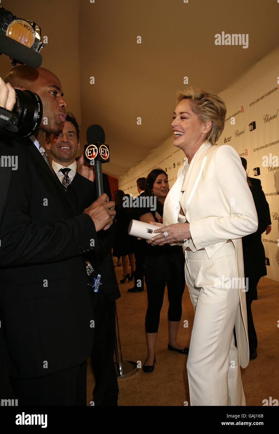 Sharon Stone arrives for the 16th Annual Sir Elton John AIDS Foundation ...