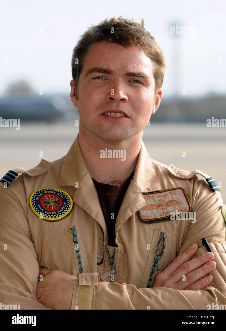 Harrier pilot Flt Lt Rich Hillard at RAF Brize Norton, who flew over ...