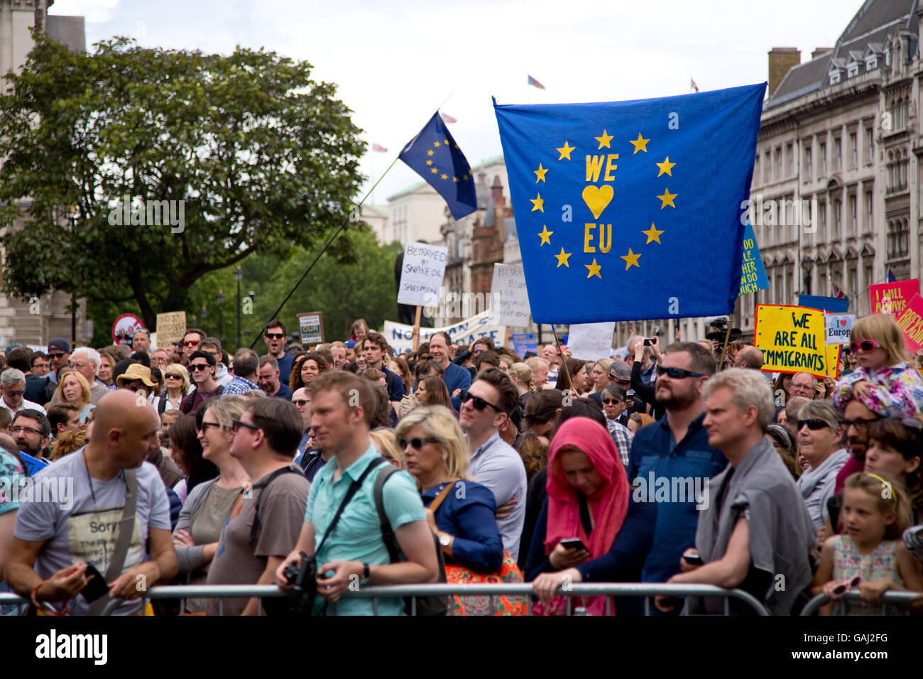 LONDON - July 2nd: Protesters at the march for europe protest on July ...