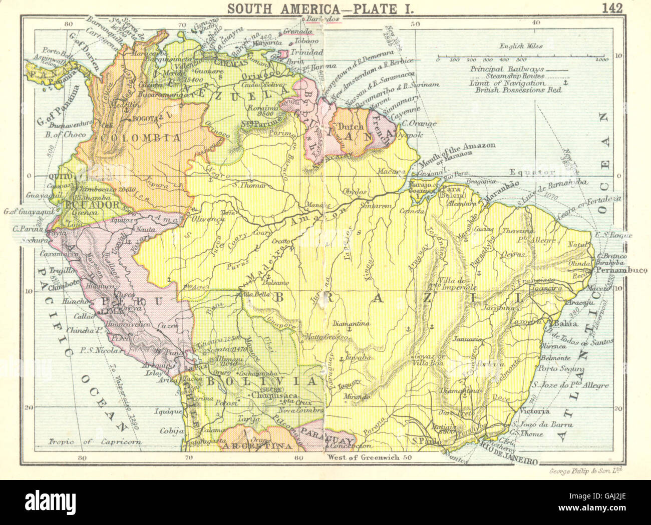 South america map 20th century hi-res stock photography and images - Alamy