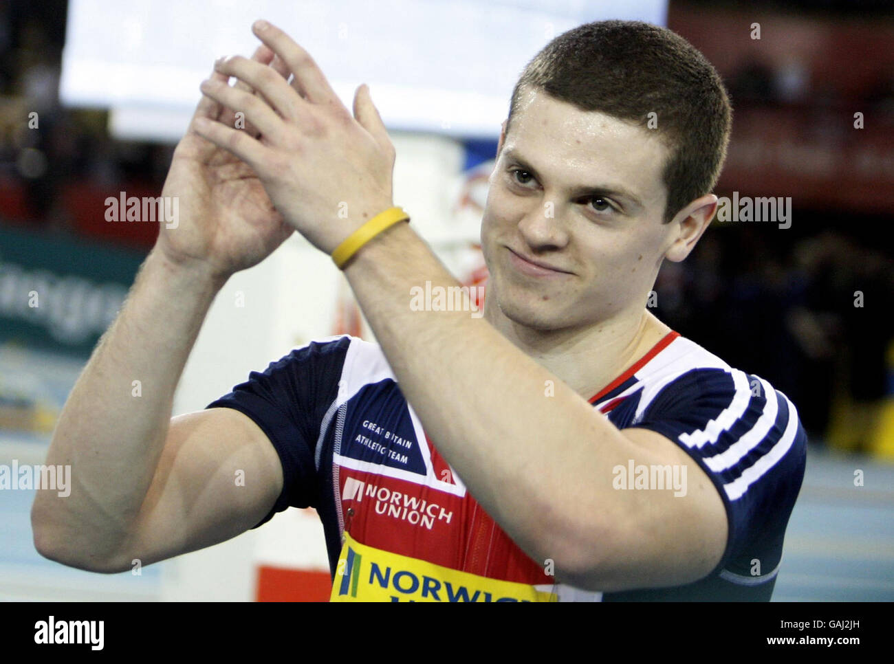 Great Britain's Craig Pickering celebrates winning the Men's 60m during ...