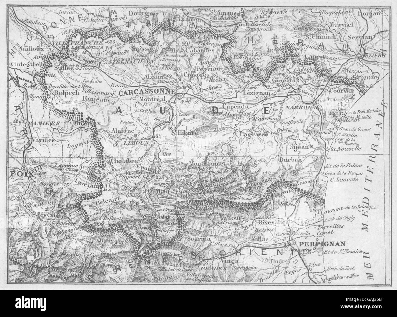 AUDE: Aude, 1878 antique map Stock Photo - Alamy