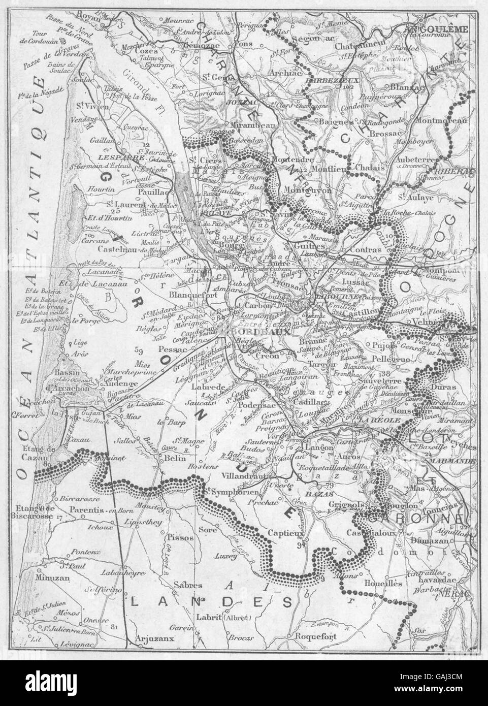 GIRONDE: Gironde, 1878 antique map Stock Photo - Alamy