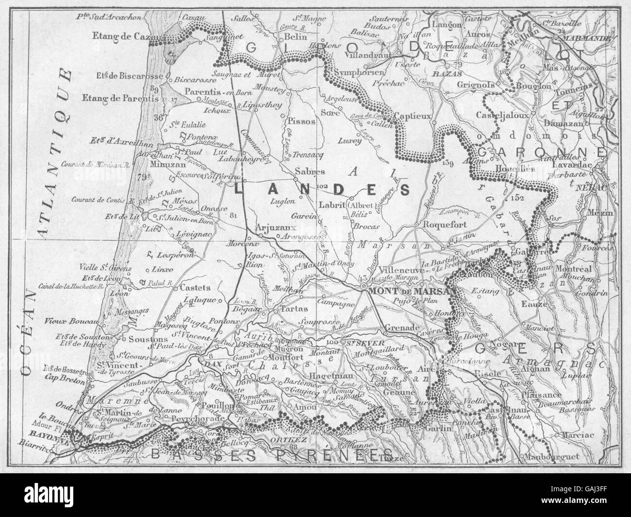 Landes map hi-res stock photography and images - Alamy