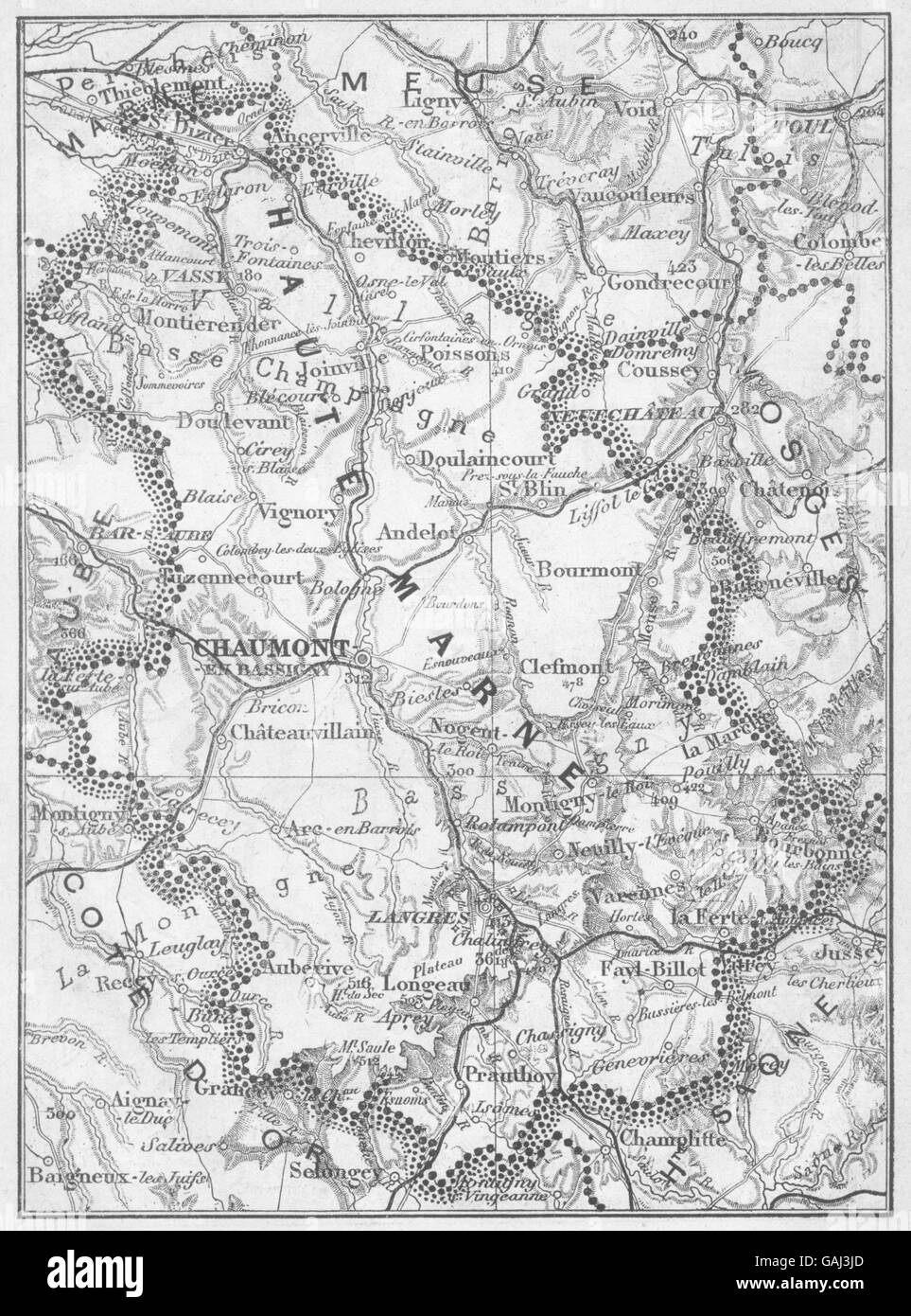 MARNE: Marne(Haute-), 1878 antique map Stock Photo - Alamy