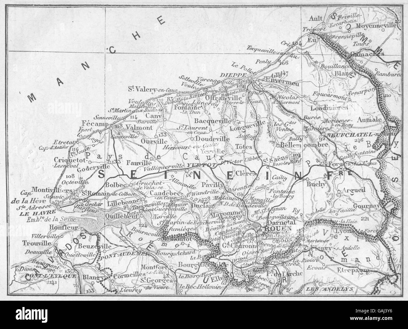 SEINE-MARITIME: Seine-Inferieure, 1878 antique map Stock Photo - Alamy