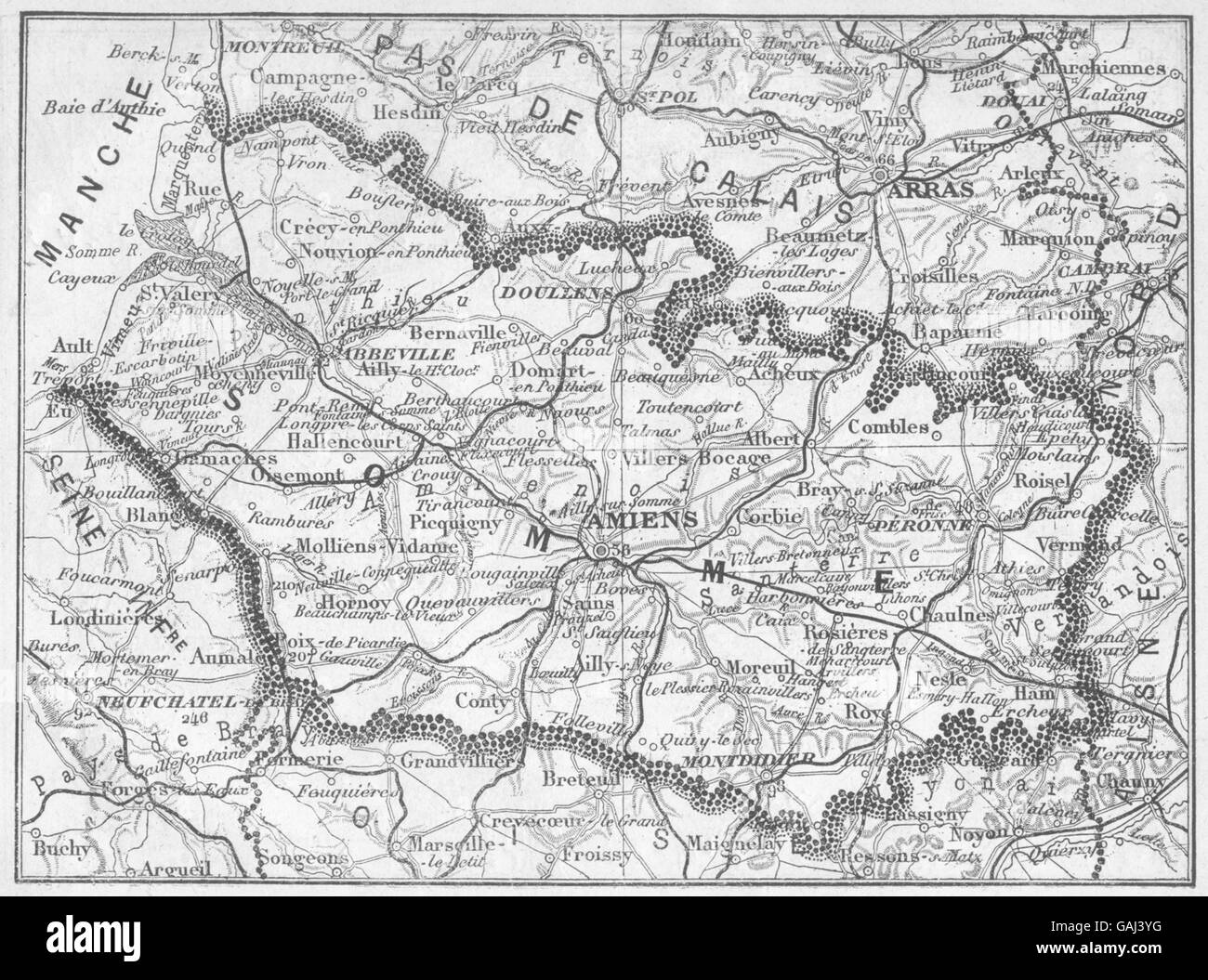 SOMME: Somme, 1878 antique map Stock Photo - Alamy