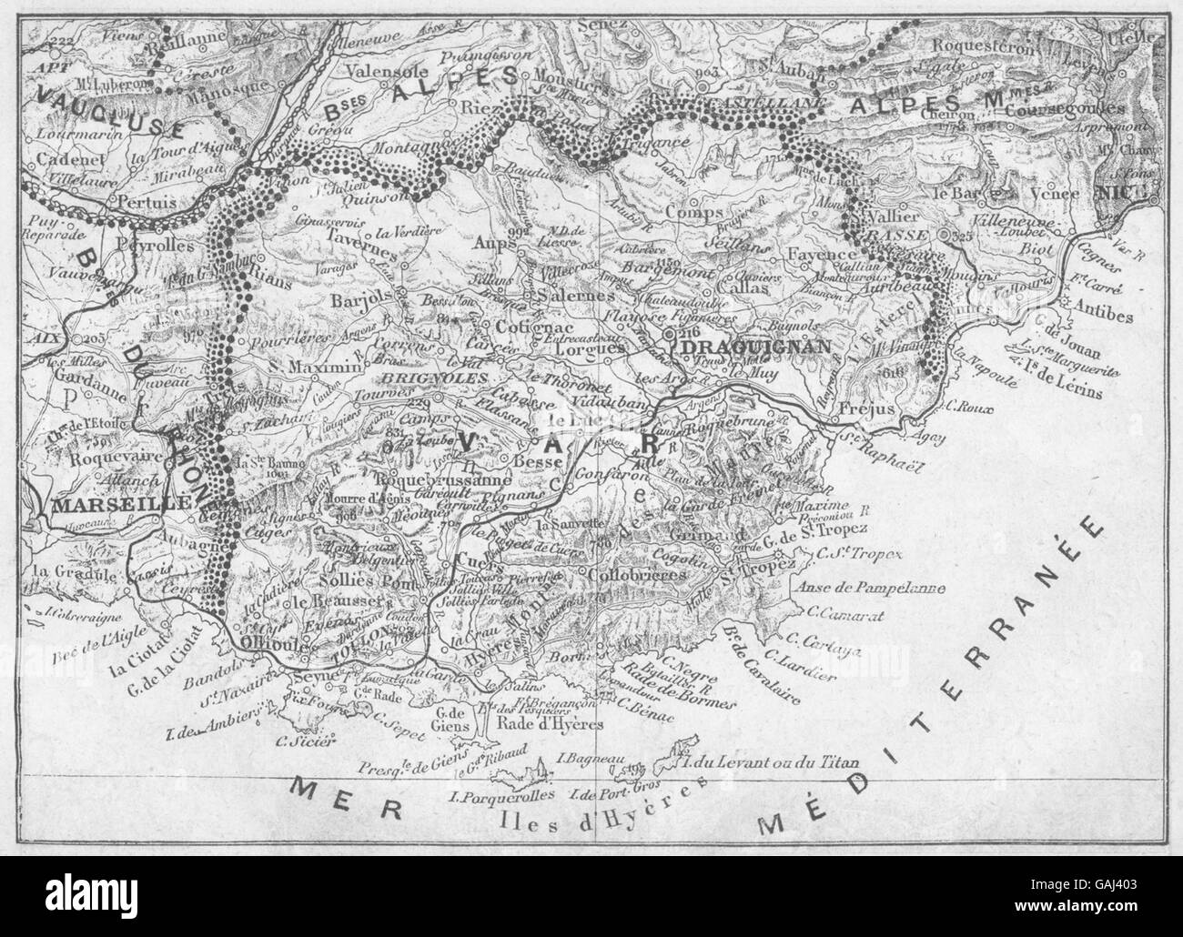 Map of var Black and White Stock Photos & Images - Alamy