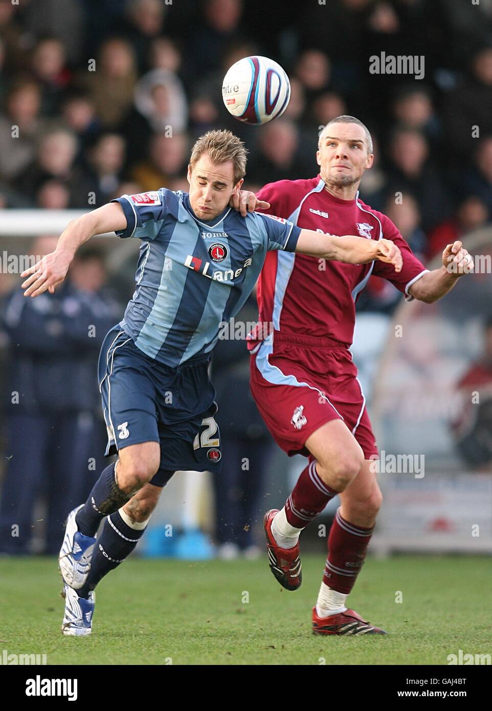 Scunthorpe United's Jim Goodwin and Charlton Athletic's Luke Varney ...
