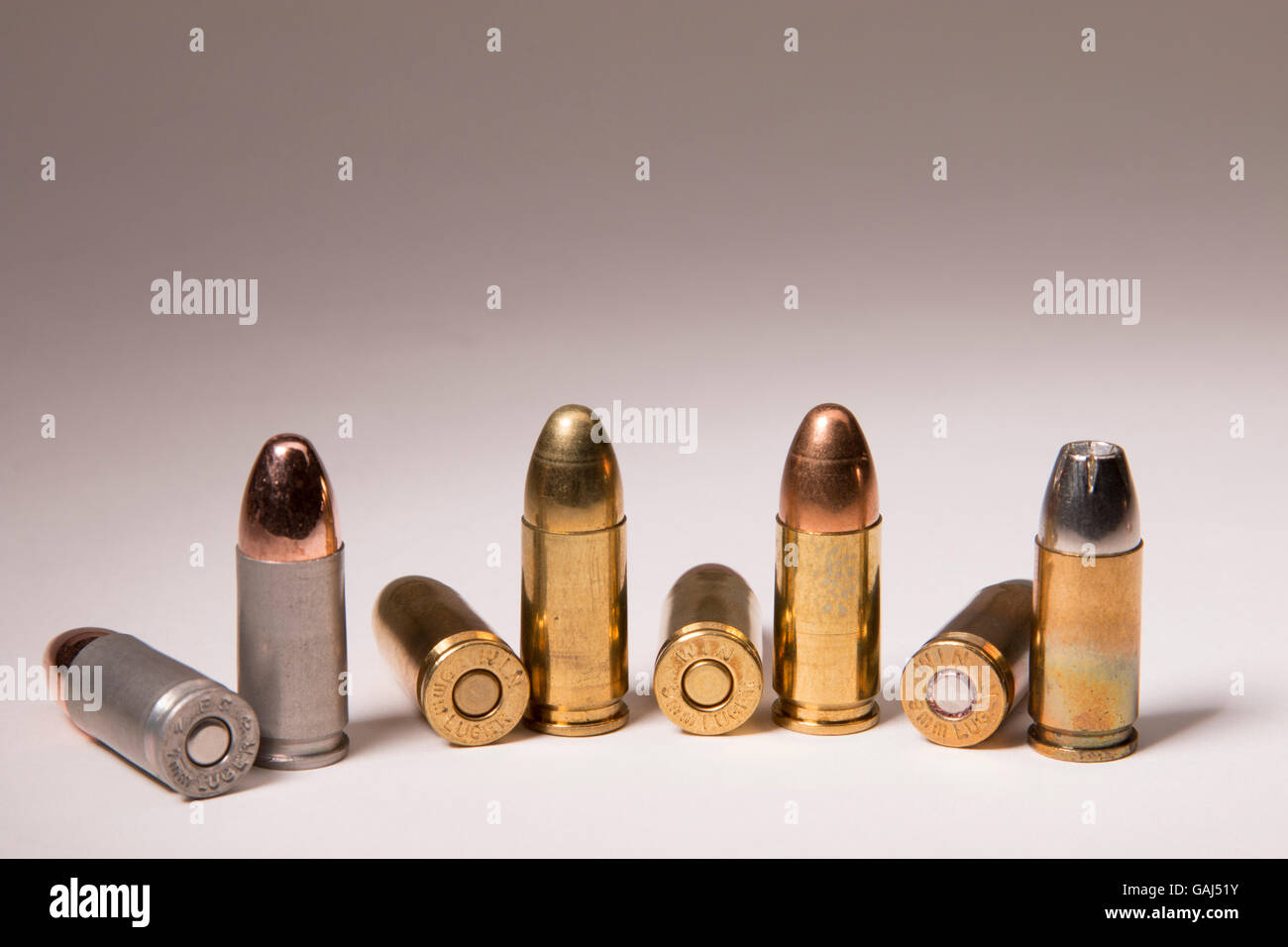 Assorted pistol bullets Stock Photo - Alamy