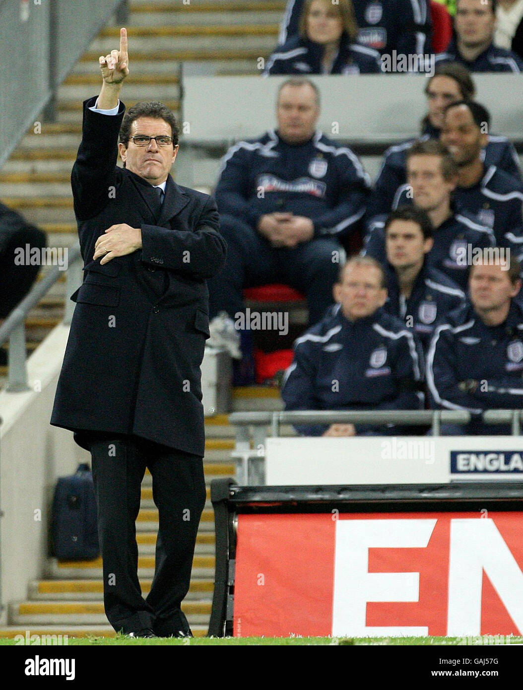 England manager fabio capello watches the match hi-res stock ...