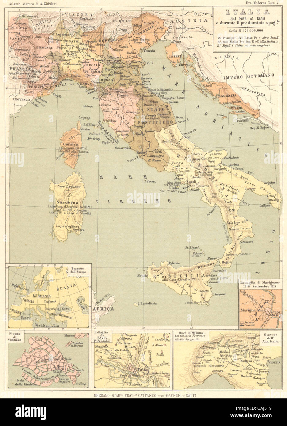 ITALIA: c1500 Venezia Pavia Duco Milano Marignano 1515 Guerre Alta ...