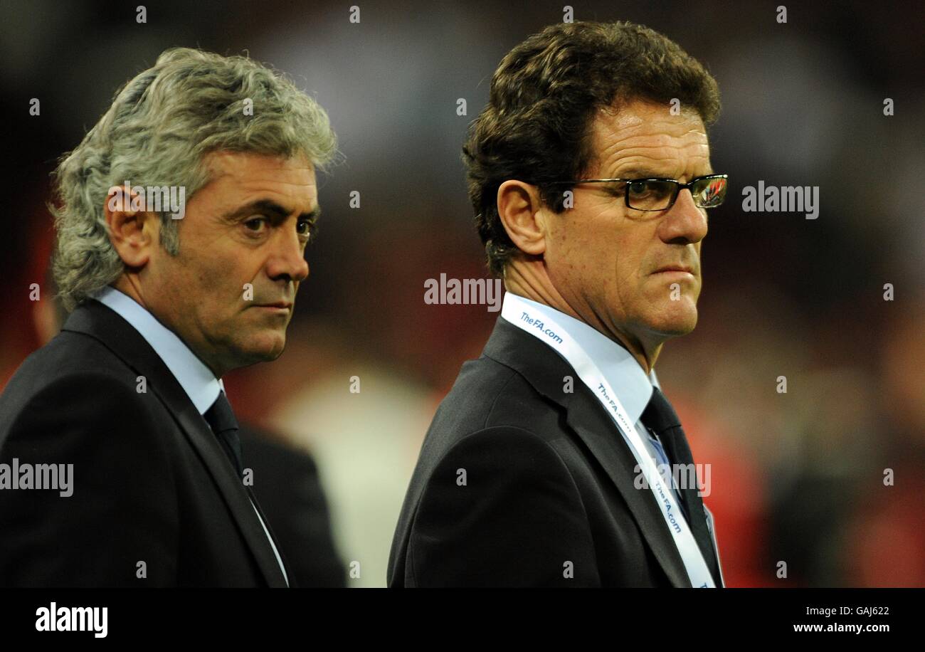 Fabio Capello, England manager (r) and General Manager, Franco Baldini ...