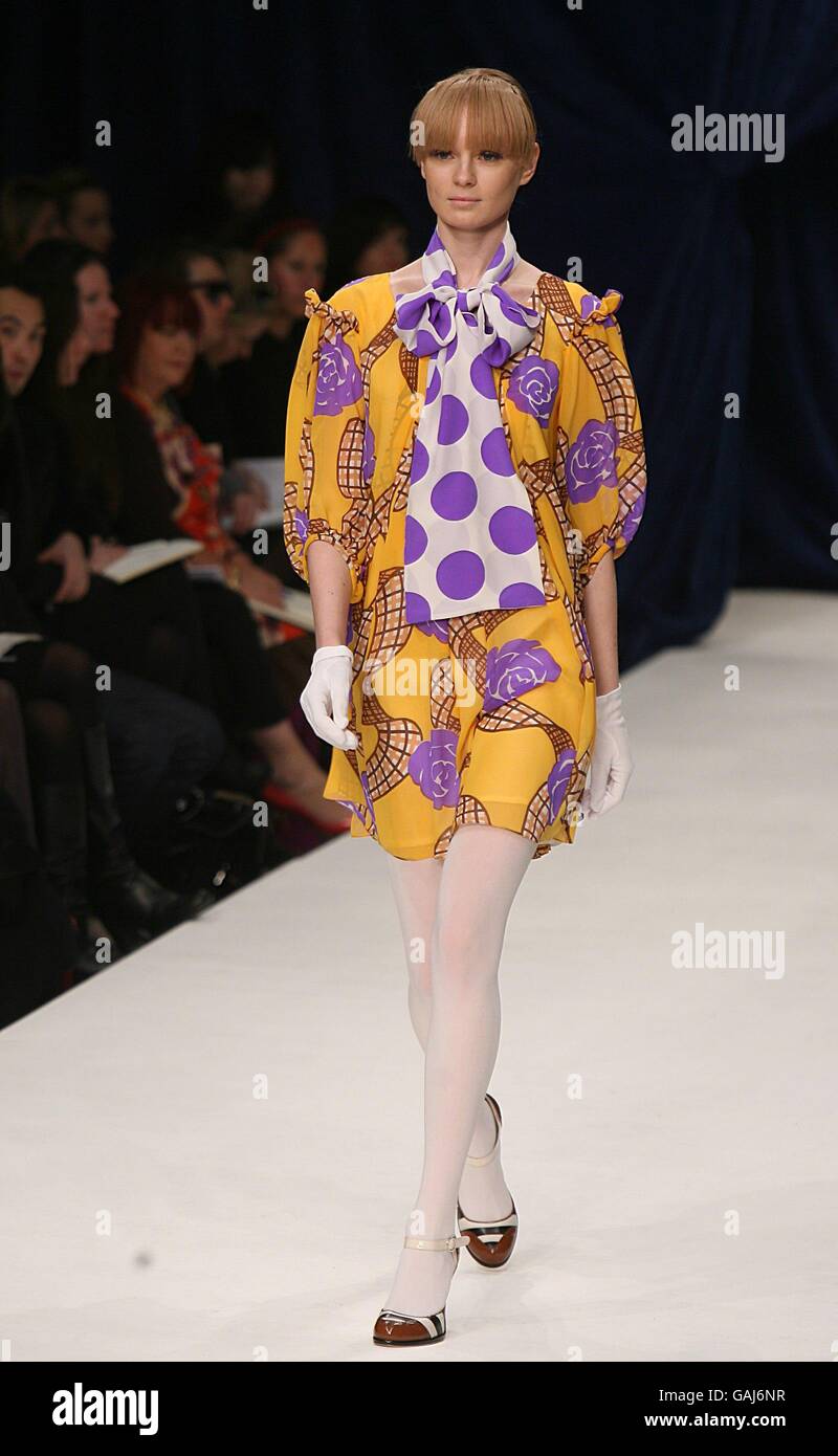 A model wears a creation by designer Eley Kishimoto, during London ...