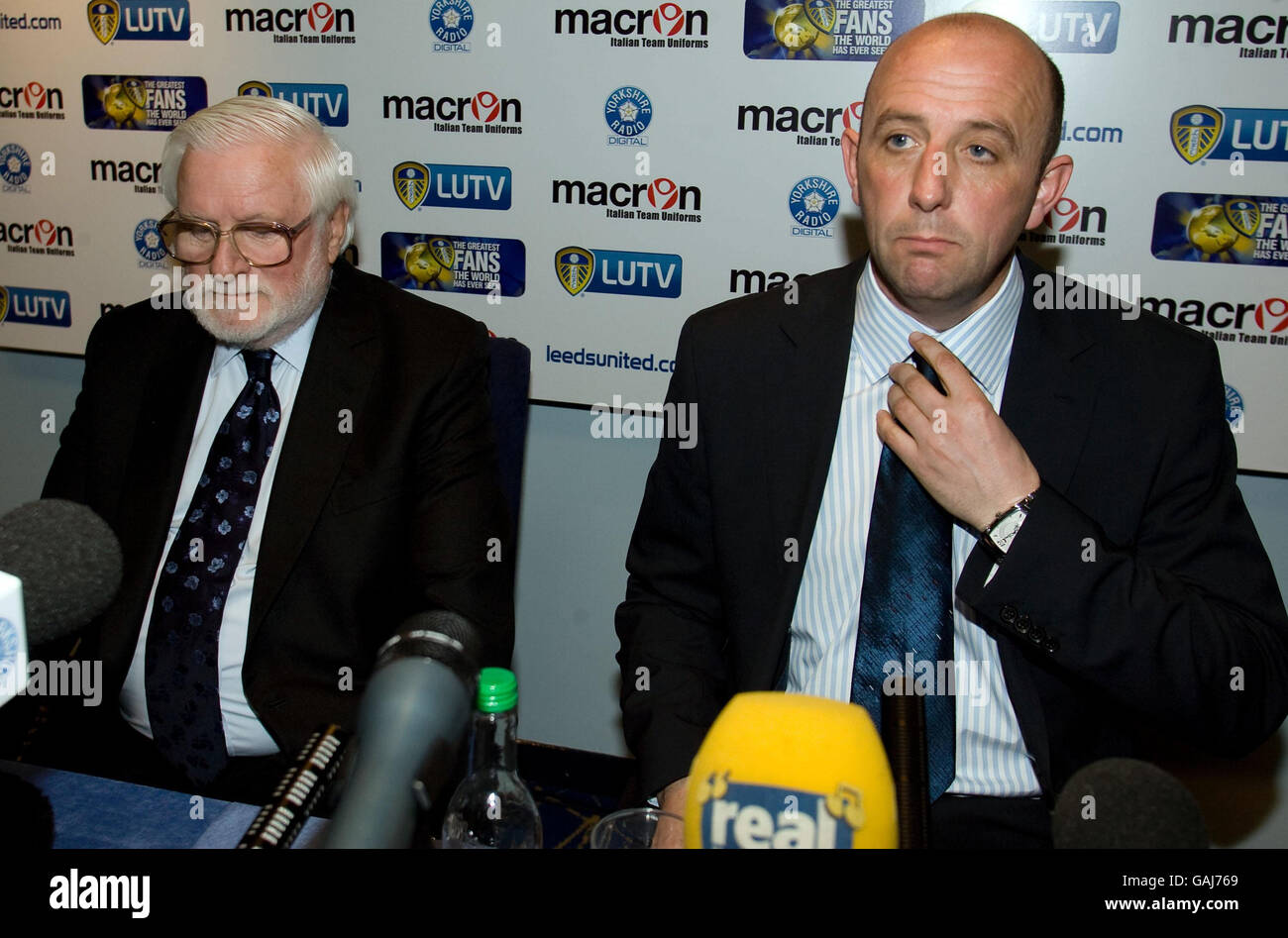 Leeds United chairman Ken Bates and Gary McAllister during a press ...