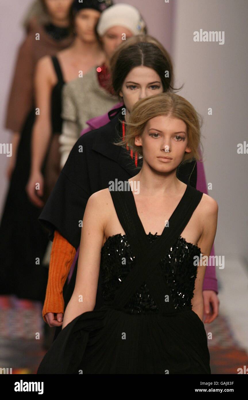 Models wear a creations by designer Betty Jackson, during London ...