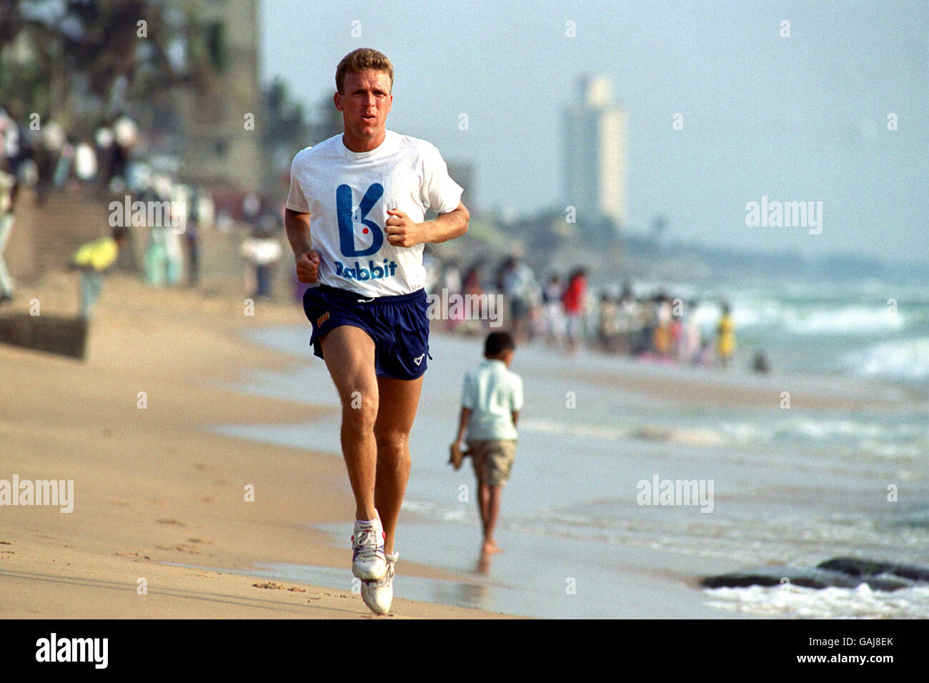 Alec stewart works out on the beach in sri lanka hi-res stock ...