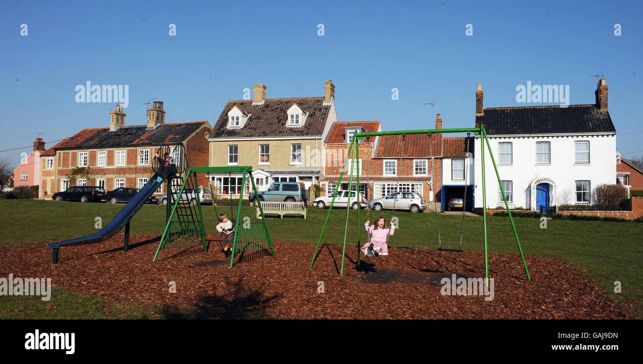 The village green at Walberswick on the Suffolk coast where villagers ...