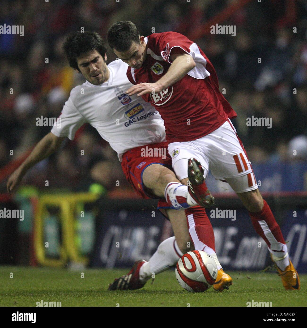 Bristol City's Michael McIndoe and Crystal Palace's Danny Butterfield ...