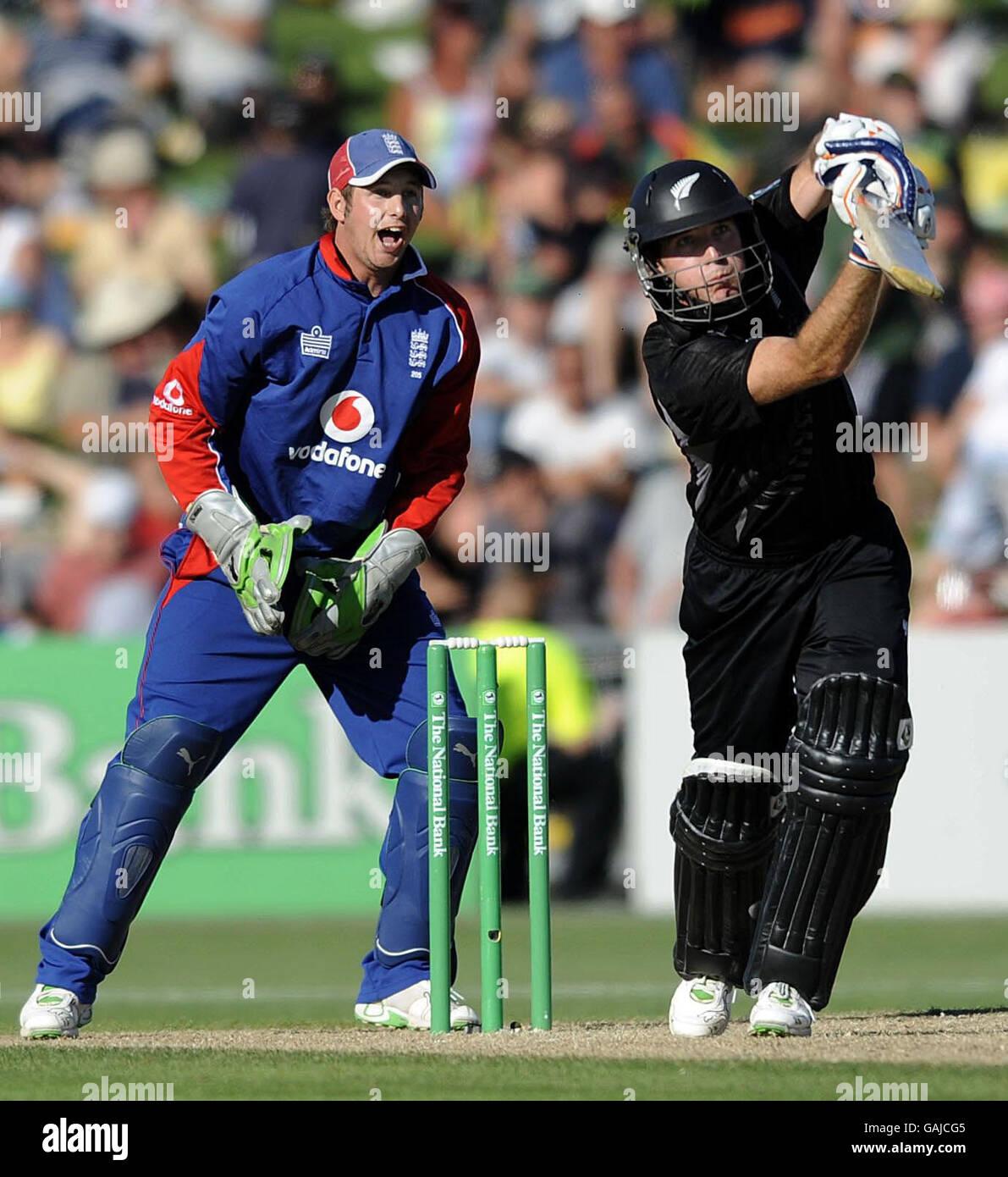 New Zealand's Jamie How in action during the Fourth One Day ...