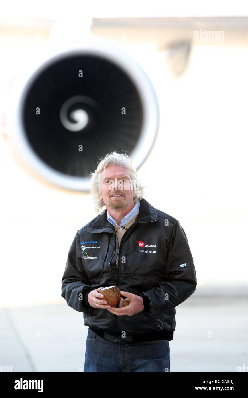 Sir Richard Branson, President of Virgin Atlantic launches the first ...