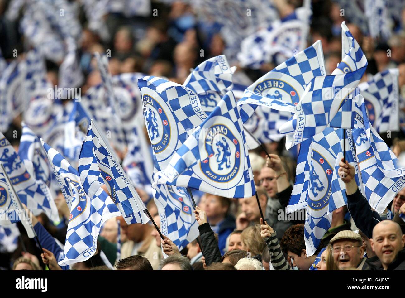 Tottenham hotspur fans wave flags prior to kick off hi-res stock ...