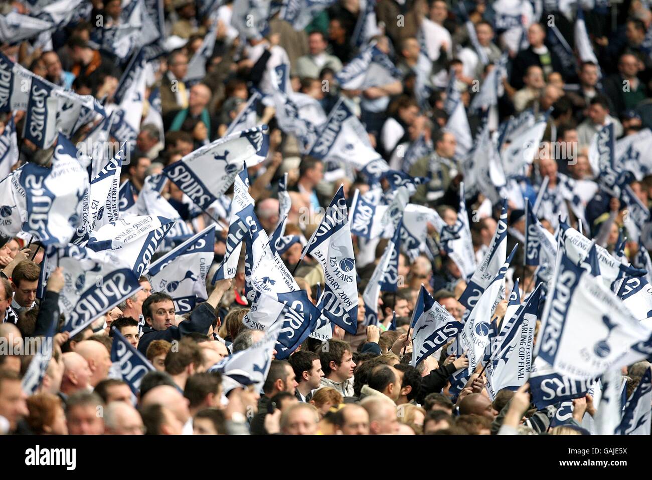 Tottenham hotspur fans wave flags prior to kick off hi-res stock ...