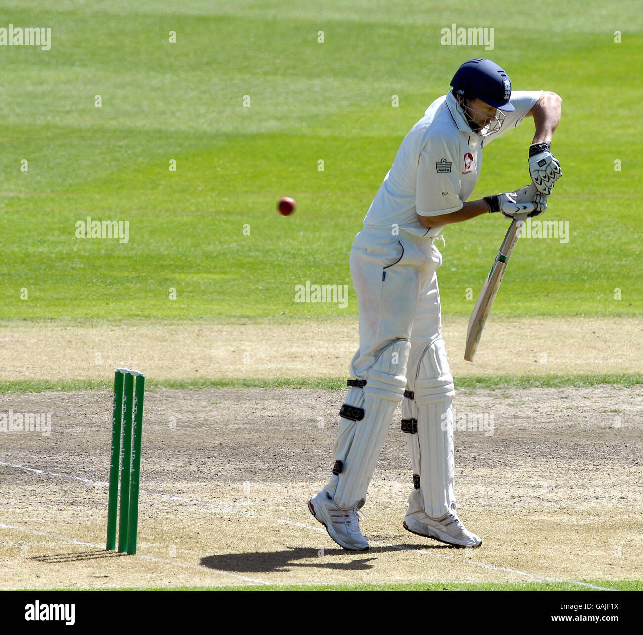 England's Steve Harmison is caught behind for a duck during the match ...