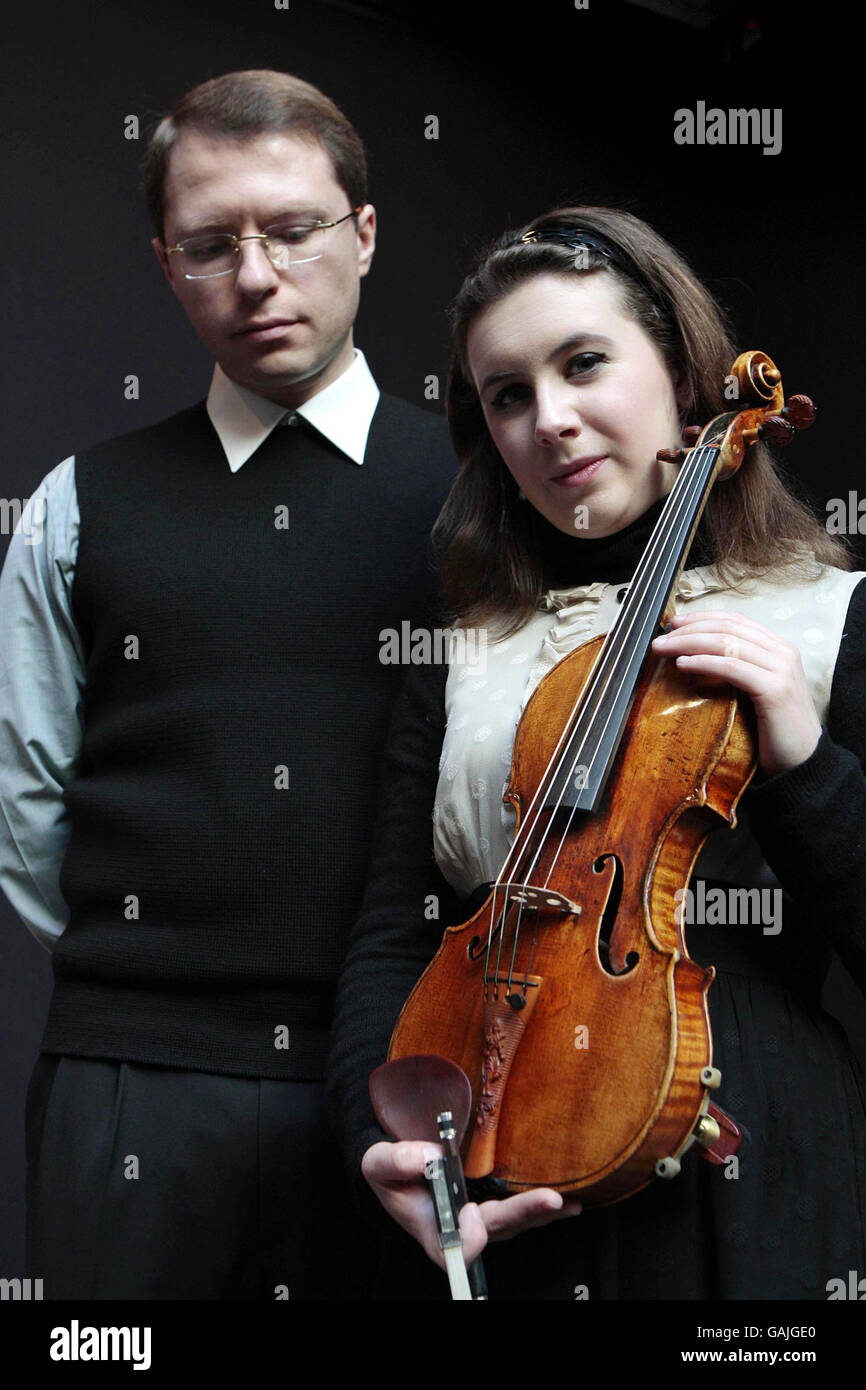Violinist Chloe Hanslip holds a Guarneri del Gesu violin was once owned ...