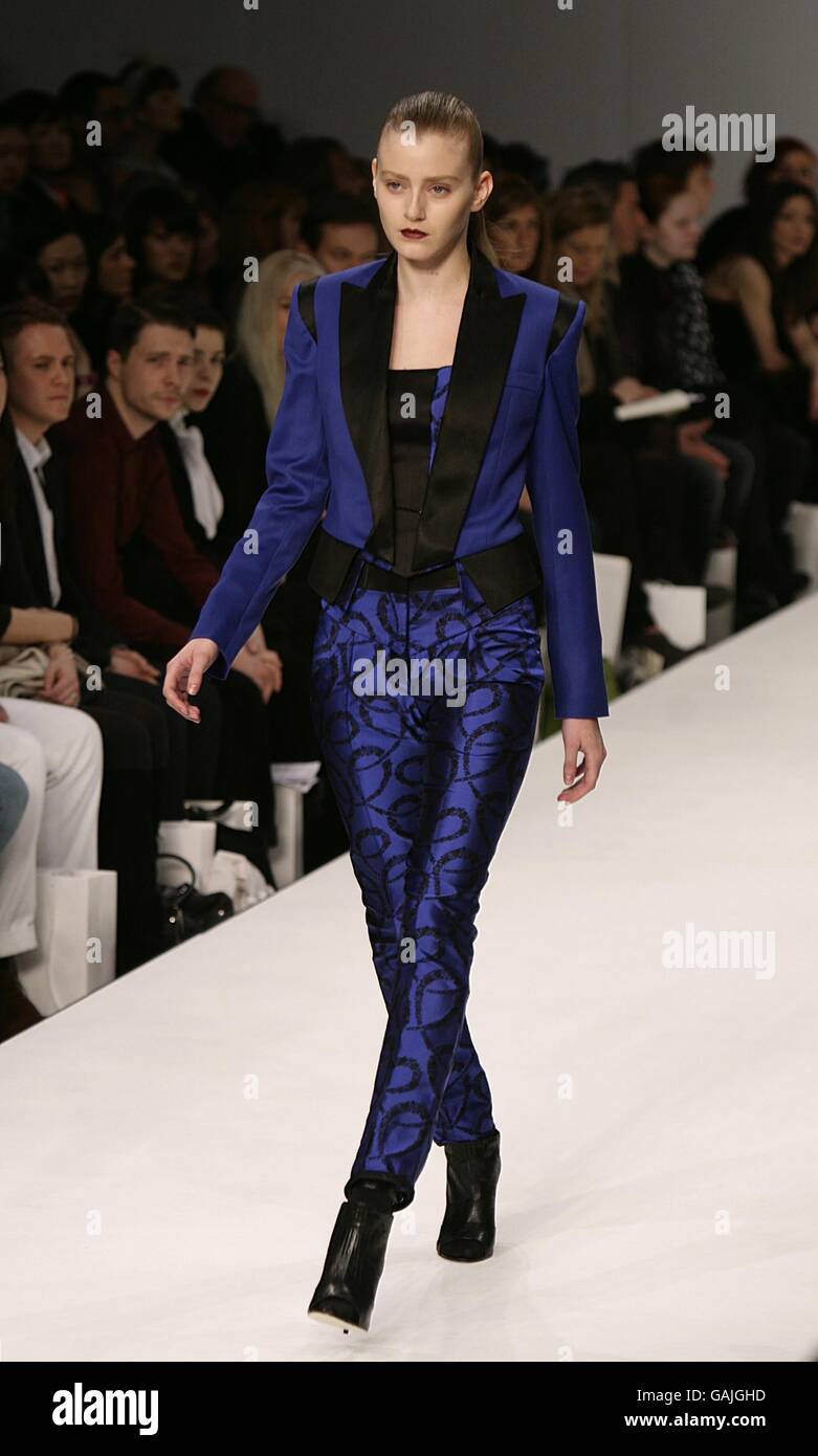 A model wears a creation by designer Jens Laugesen, during London ...
