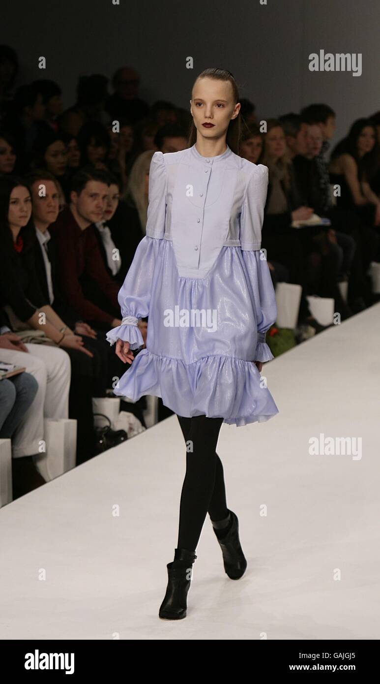 A model wears a creation by designer Jens Laugesen, during London ...
