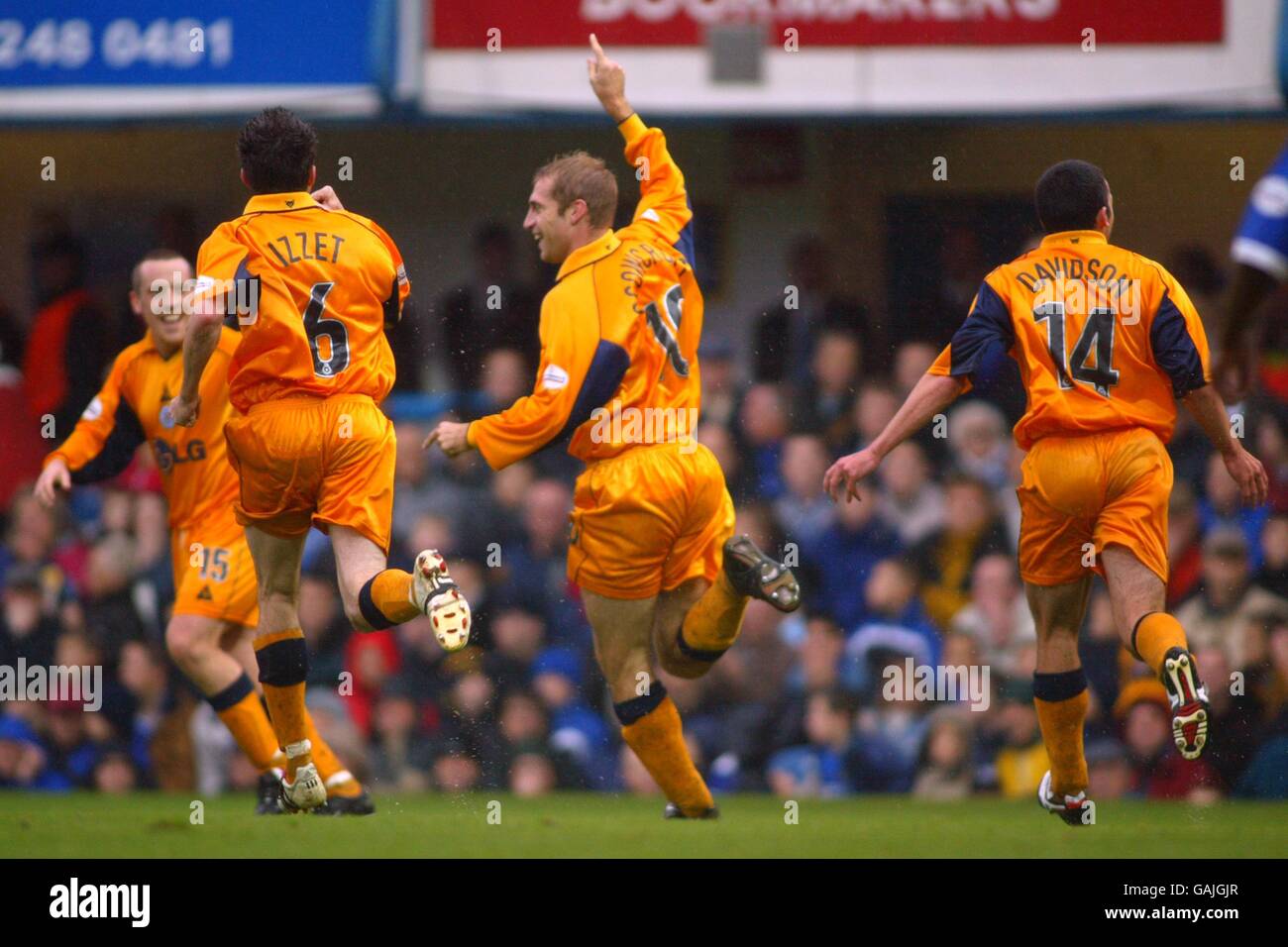 Leicester City's Jamie Scowcroft runs away in celebration after scoring ...