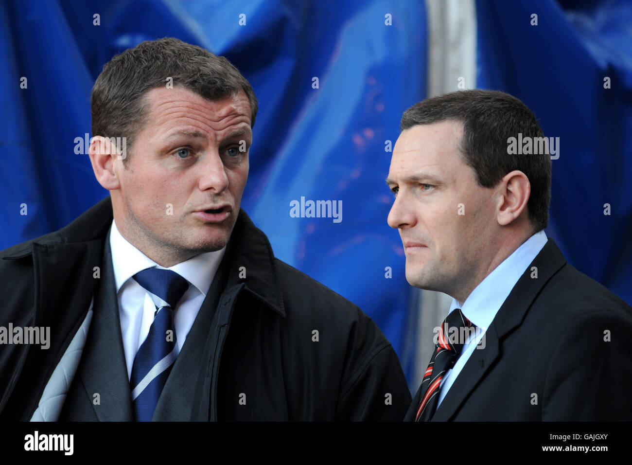 Ipswich Town manager Jim Magilton and Watford manager Adrian Boothroyd ...