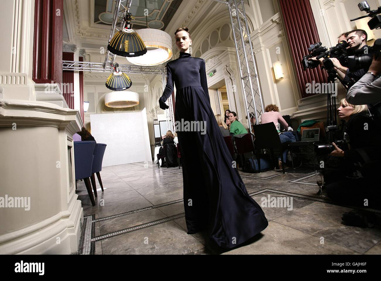 A model wears a creation by designer Roksanda Ilincic, during London ...