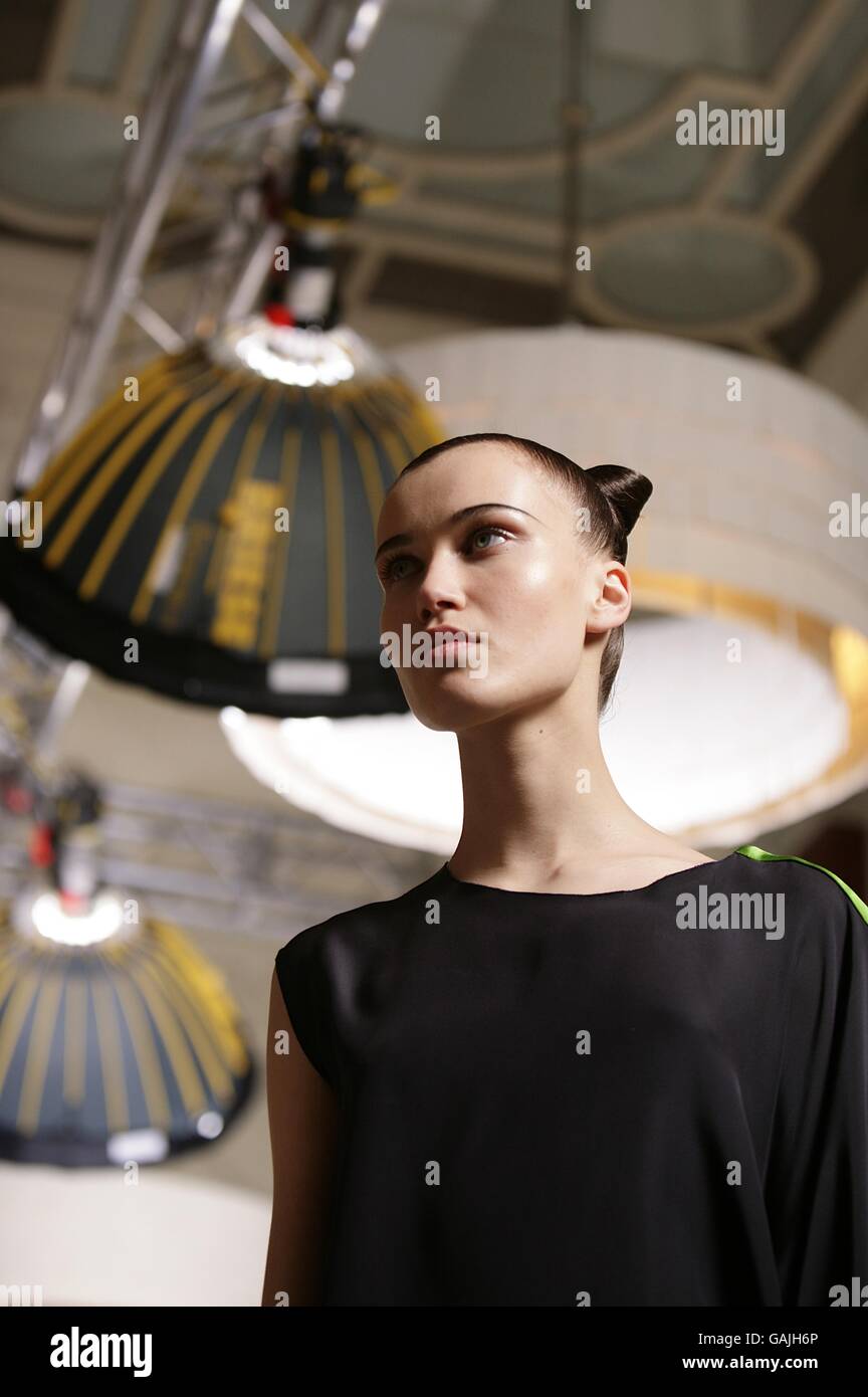 A model wears a creation by designer Roksanda Ilincic, during London ...
